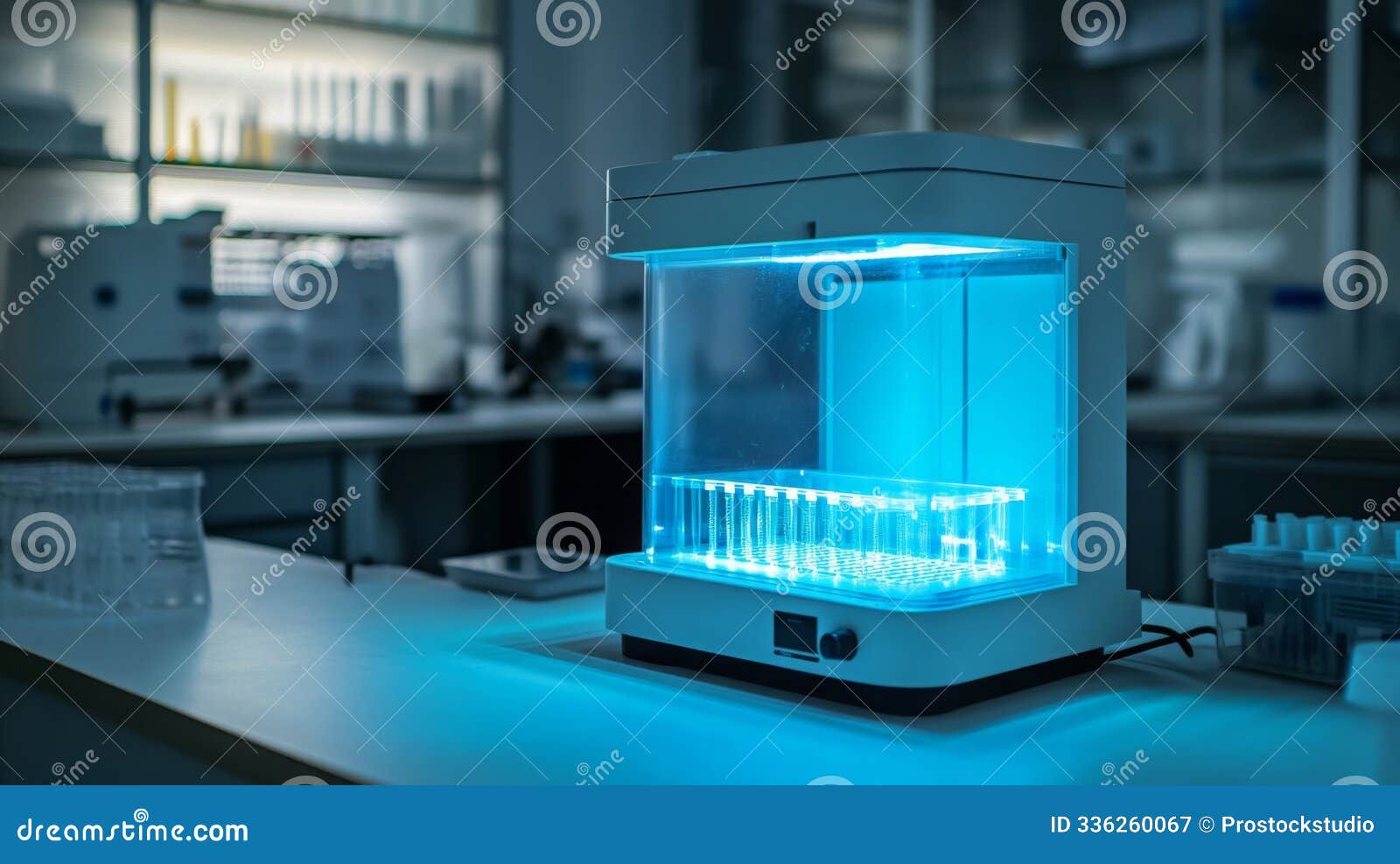 Advanced Laboratory Equipment with Blue Lighting Used for Scientific ...