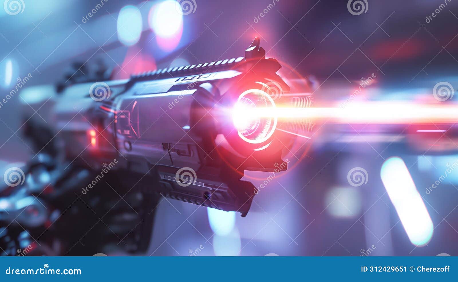 Futuristic Laser Gun in Action Stock Image - Image of power, cyberpunk ...