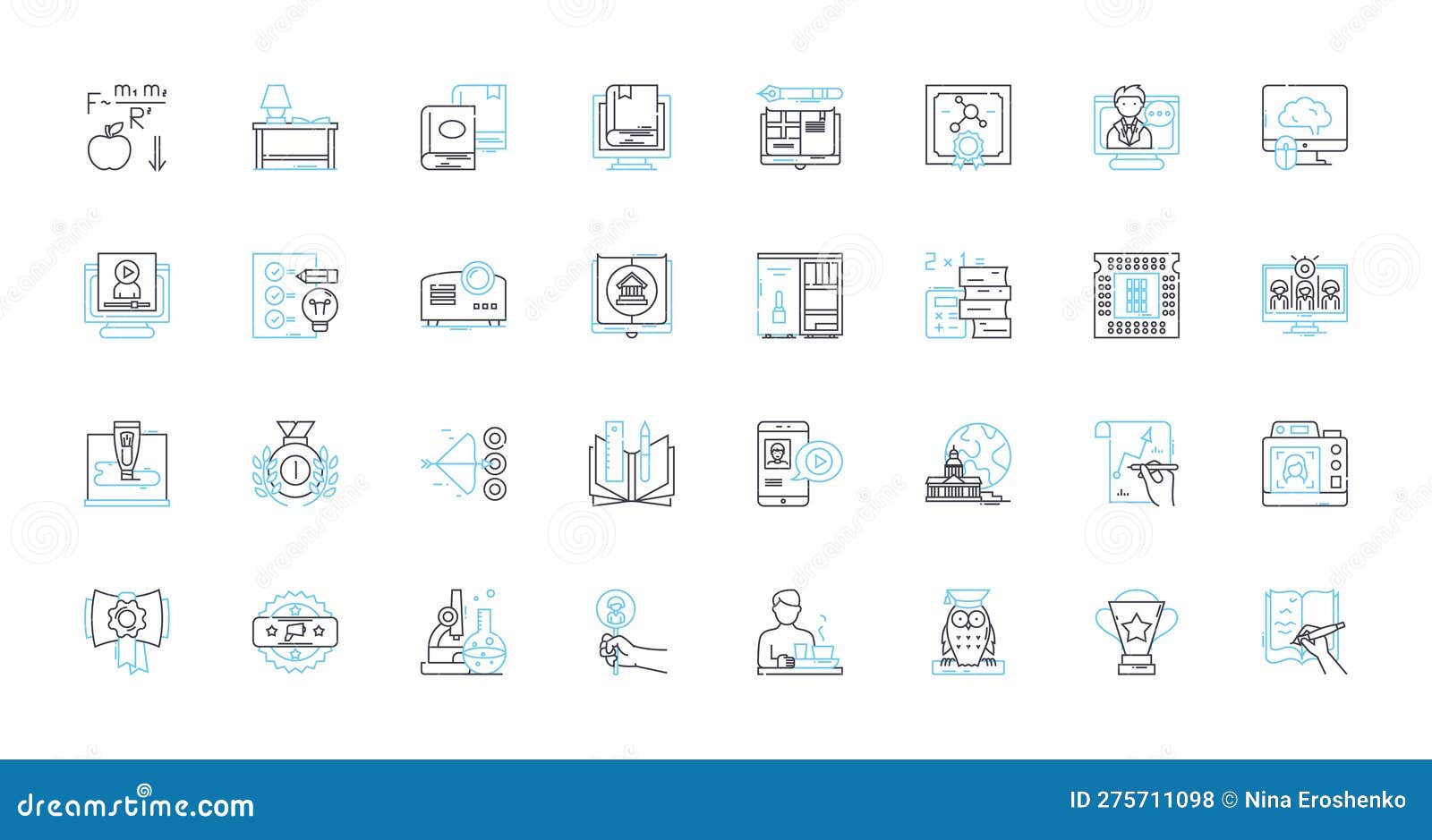Advanced Learning Linear Icons Set. Mastery, Expertise, Adeptness ...
