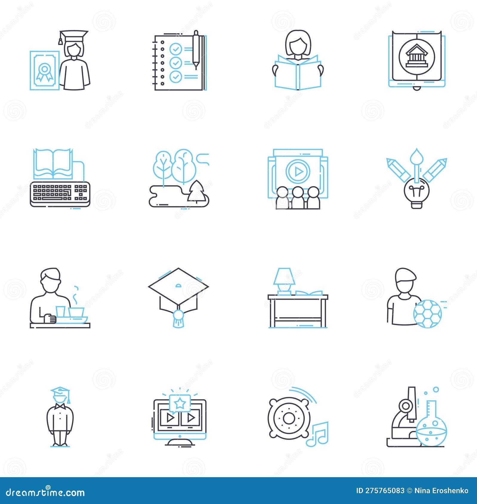 Advanced Learning Linear Icons Set. Mastery, Expertise, Adeptness ...