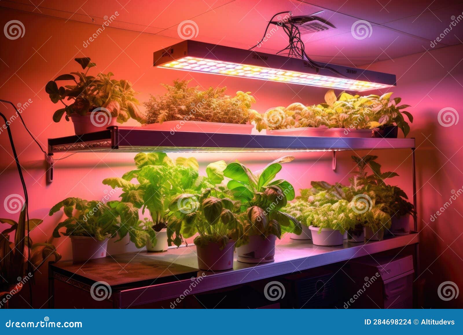 Indoor Hydroponic Garden Setup In A Modern Kitchen Isolated Vector ...