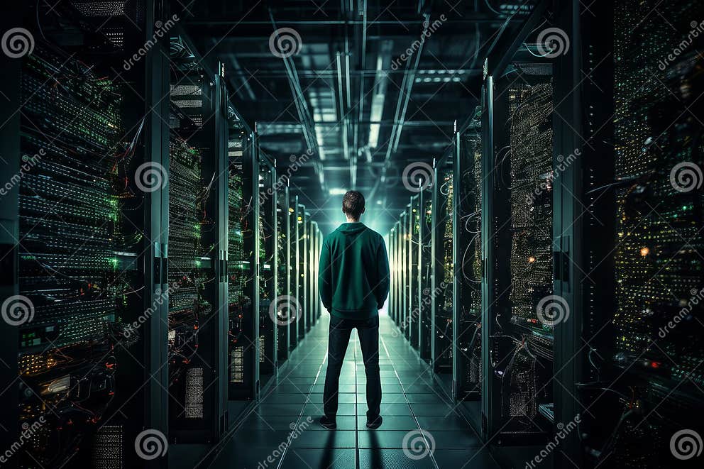 Advanced Man Data Center. Generate Ai Stock Photo - Image of ...