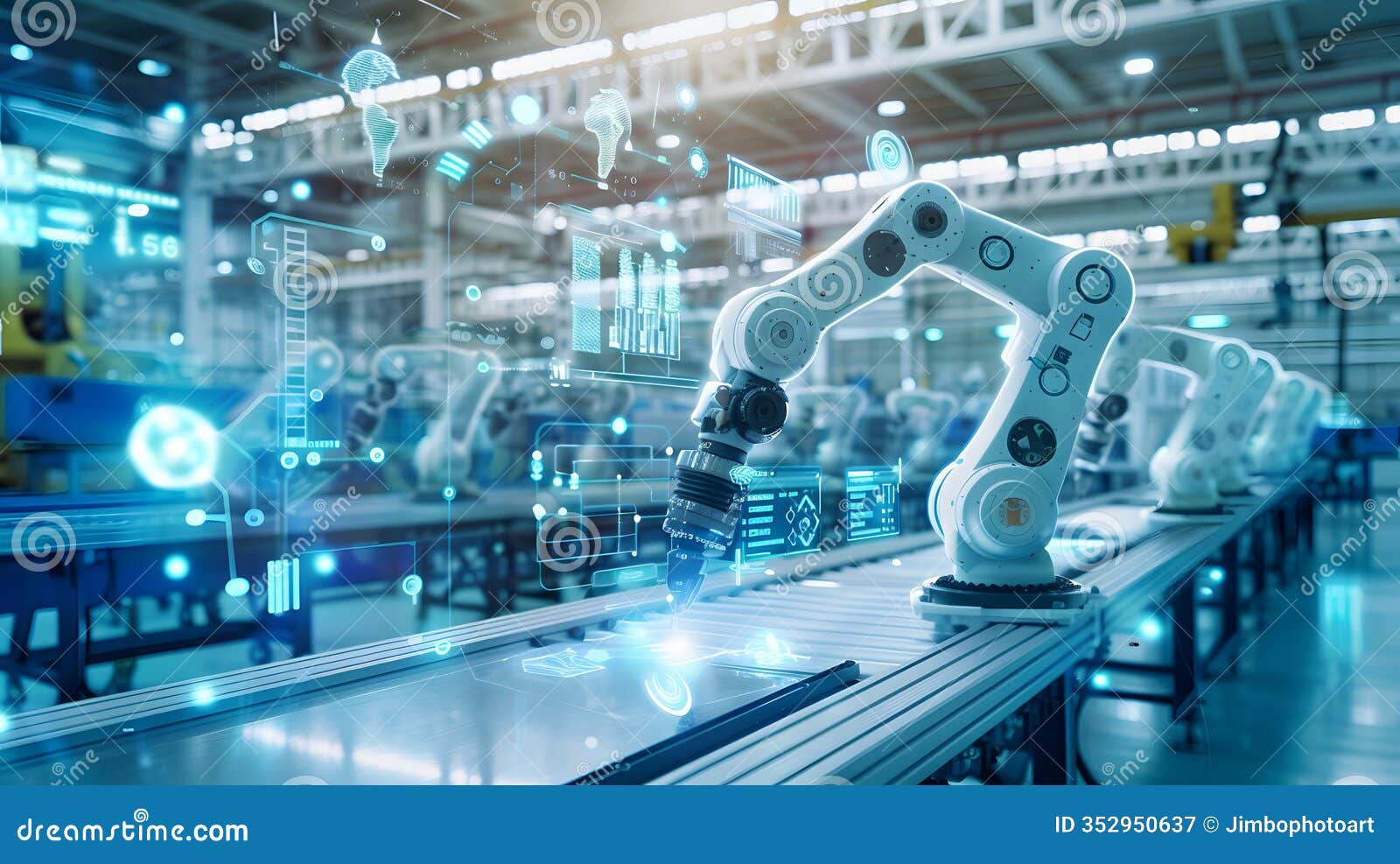 An Advanced Manufacturing Plant Filled with Robotic. Stock Illustration ...