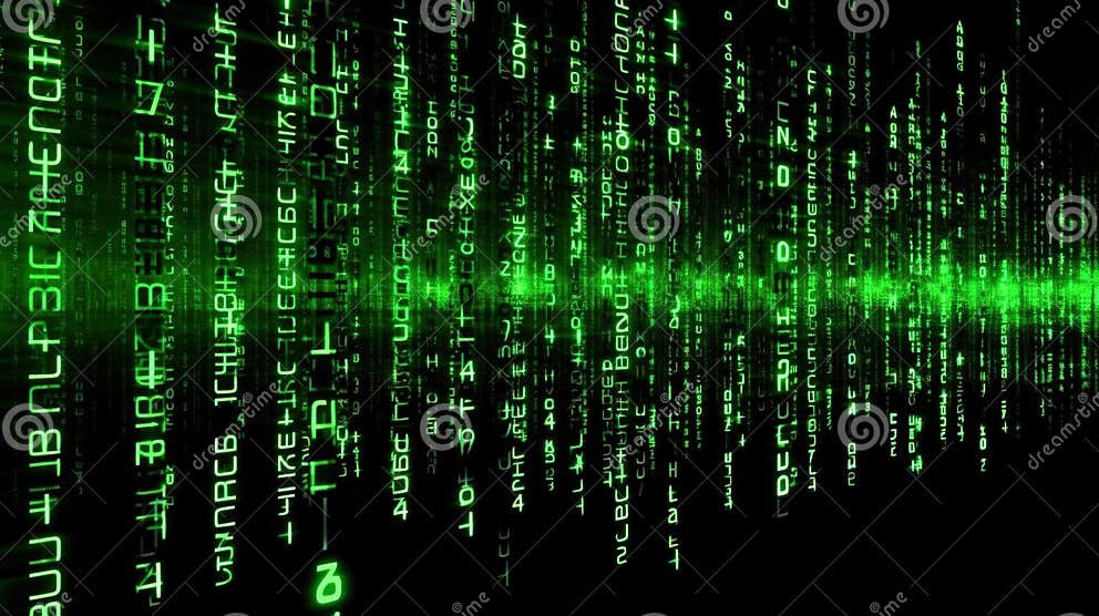 Advanced Matrix Raining Code of Aleatory Green Hacker Numbers Black ...