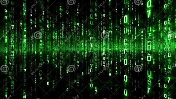 Advanced Matrix Raining Code of Aleatory Green Hacker Numbers Black ...