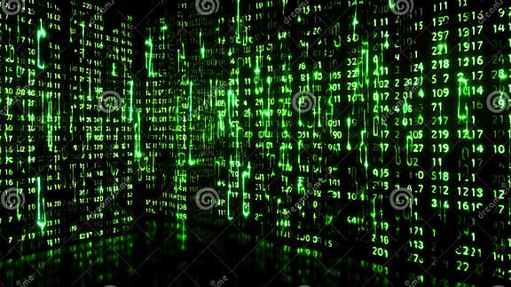 Advanced Matrix Raining Code of Aleatory Green Hacker Numbers Black ...