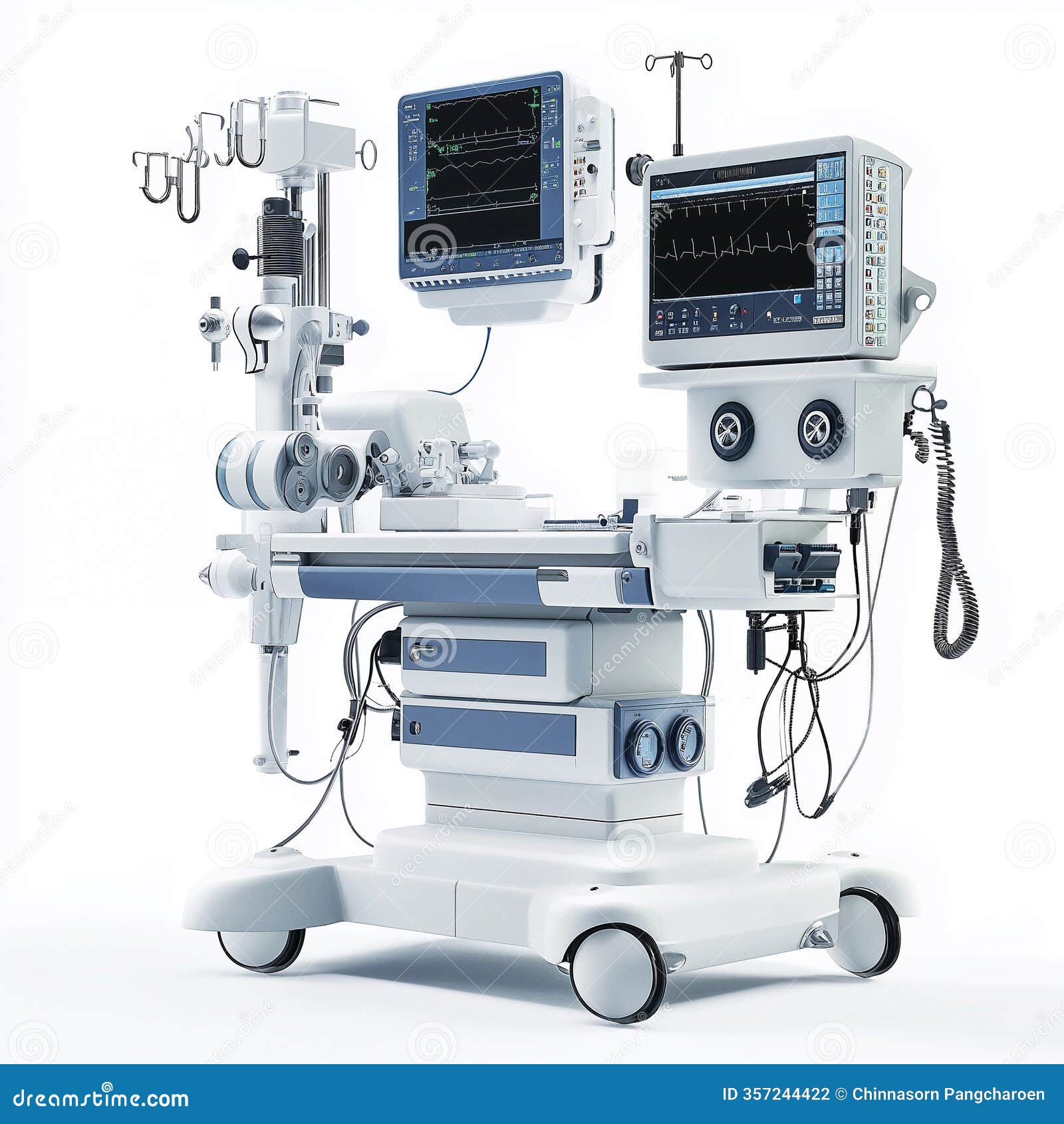 Advanced Medical Equipment with Monitors and Ventilator in Hospital ...