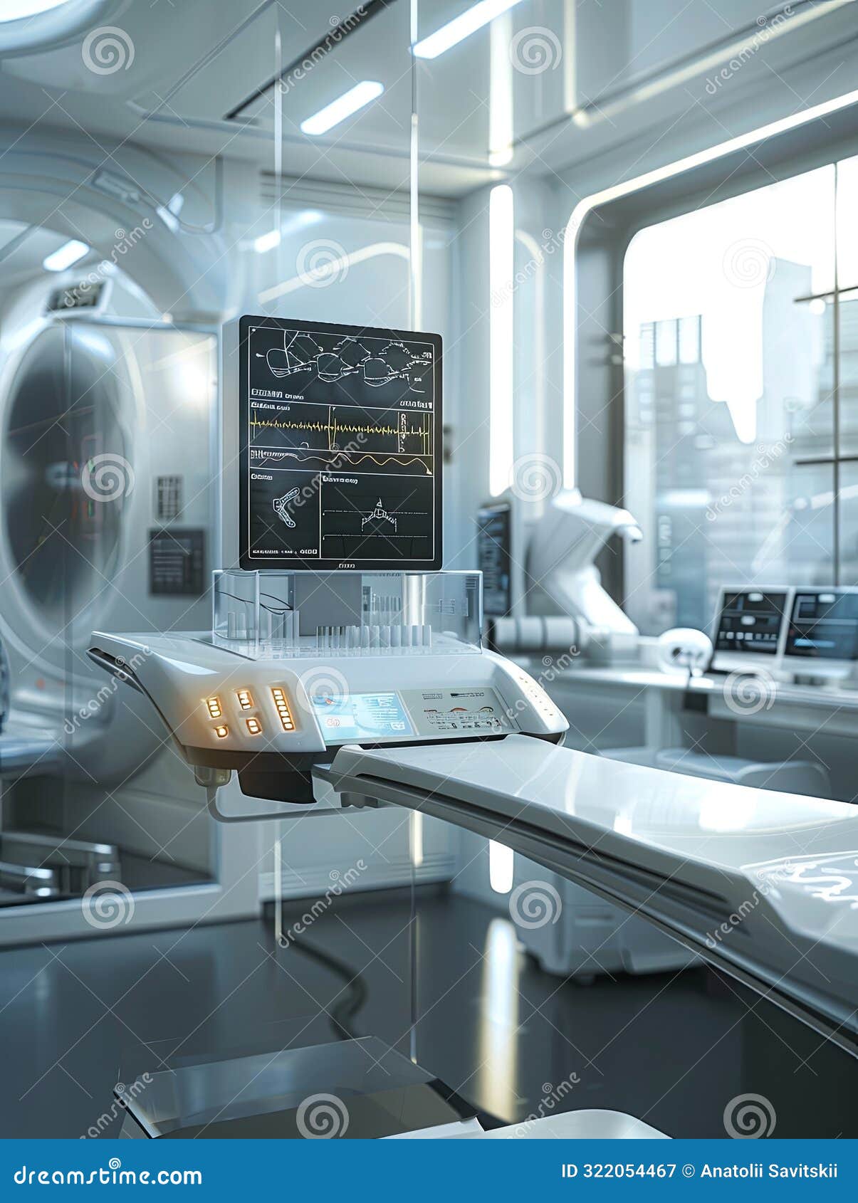 An Advanced Medical Laboratory Featuring a High-tech Scanner Analyzing ...