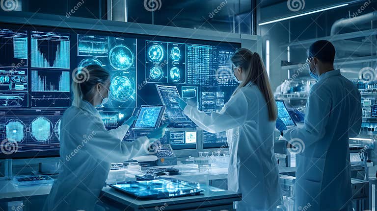 A Team of Scientists Works in a Cutting-edge Laboratory, Analyzing ...