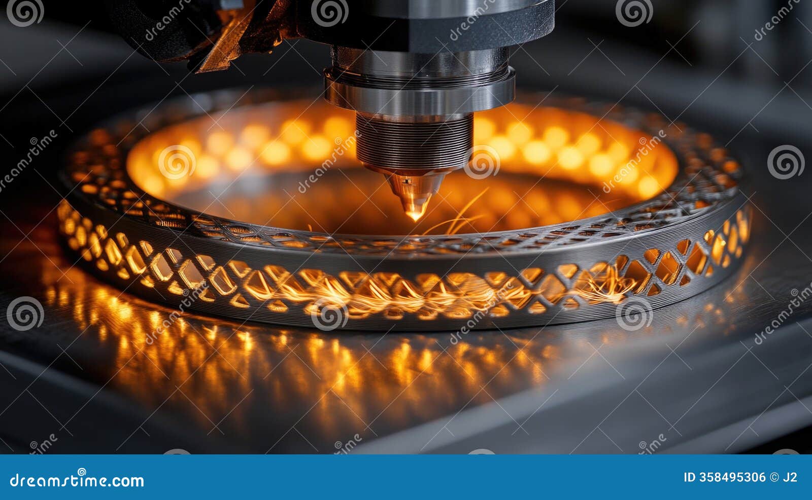 Advanced Metal 3d Printing Process with Lattice Structure and Glowing ...