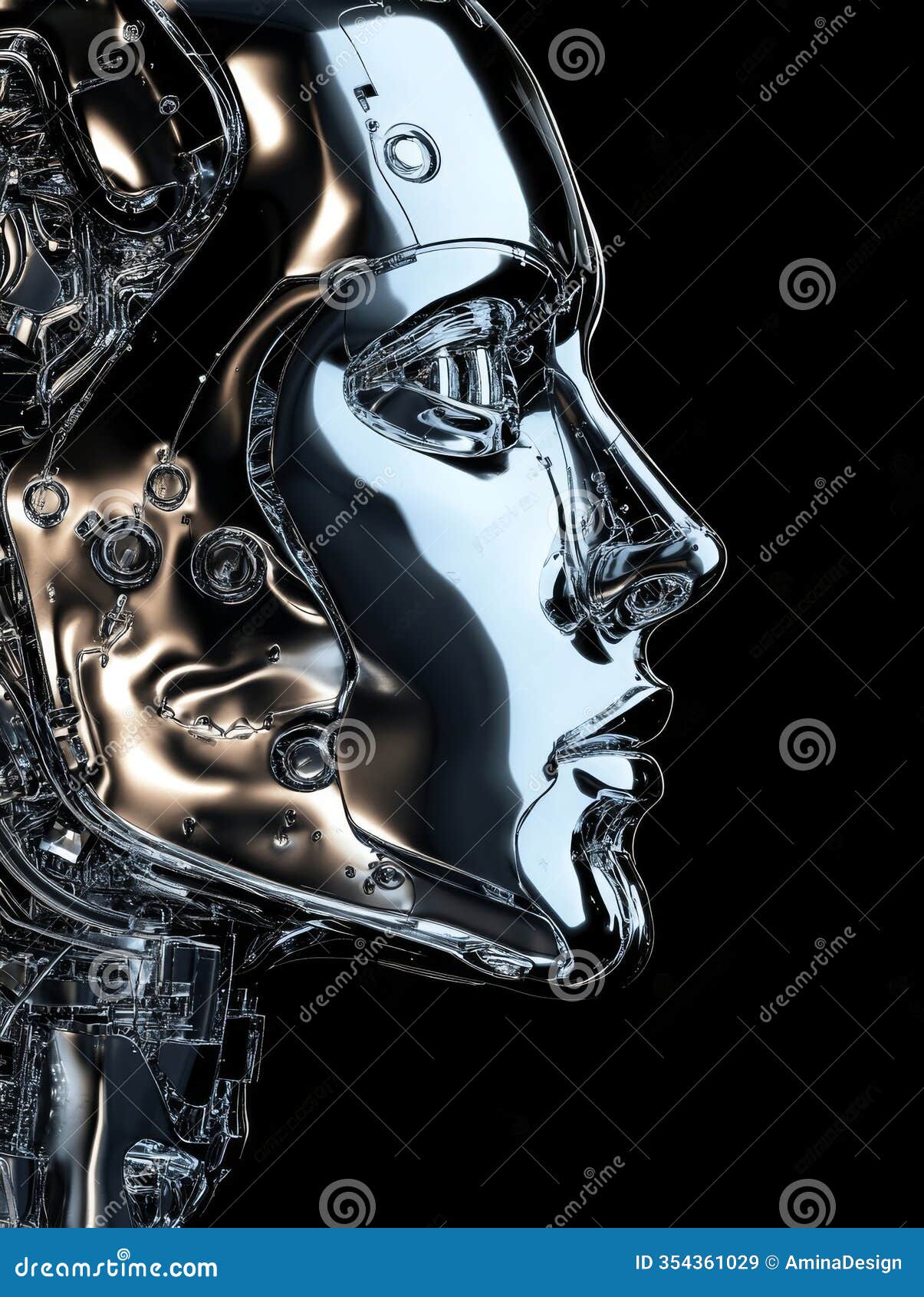 An Advanced Metallic Humanoid Face Representing Artificial Intelligence ...