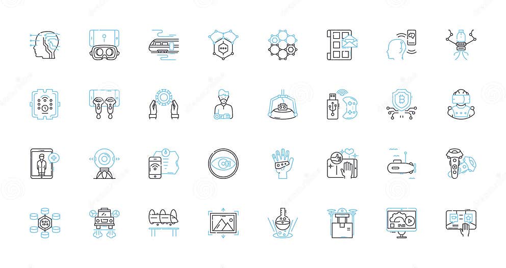 Advanced Methods Linear Icons Set. Optimization, Algorithm, Modeling ...