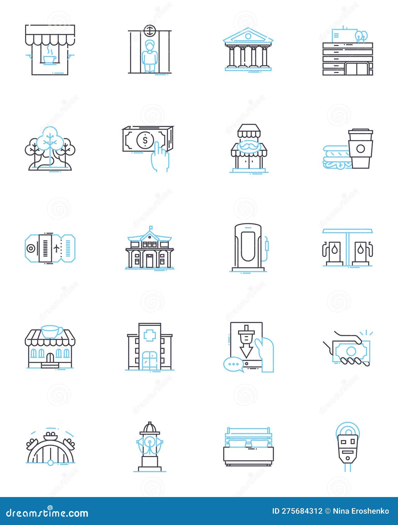 Advanced Metropolis Linear Icons Set. Sprawling, High-tech, Futuristic ...