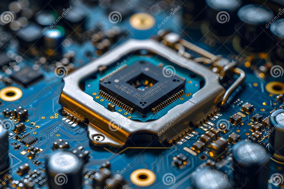 Advanced Microchip on Circuit Board Close-Up for Technology and ...