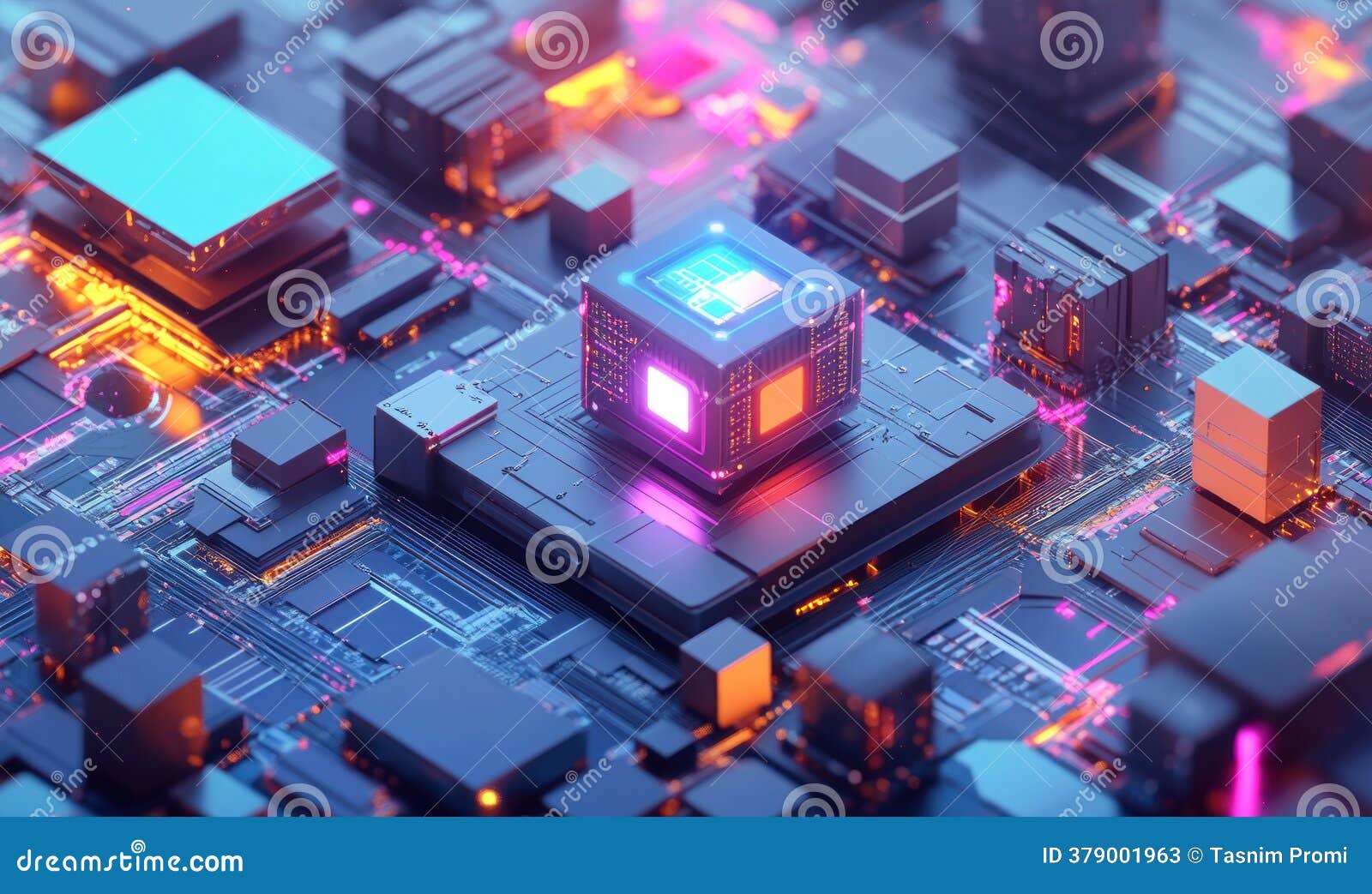 Advanced GPU/CPU Microchip For AI Technology: Close-up On Powerful ...