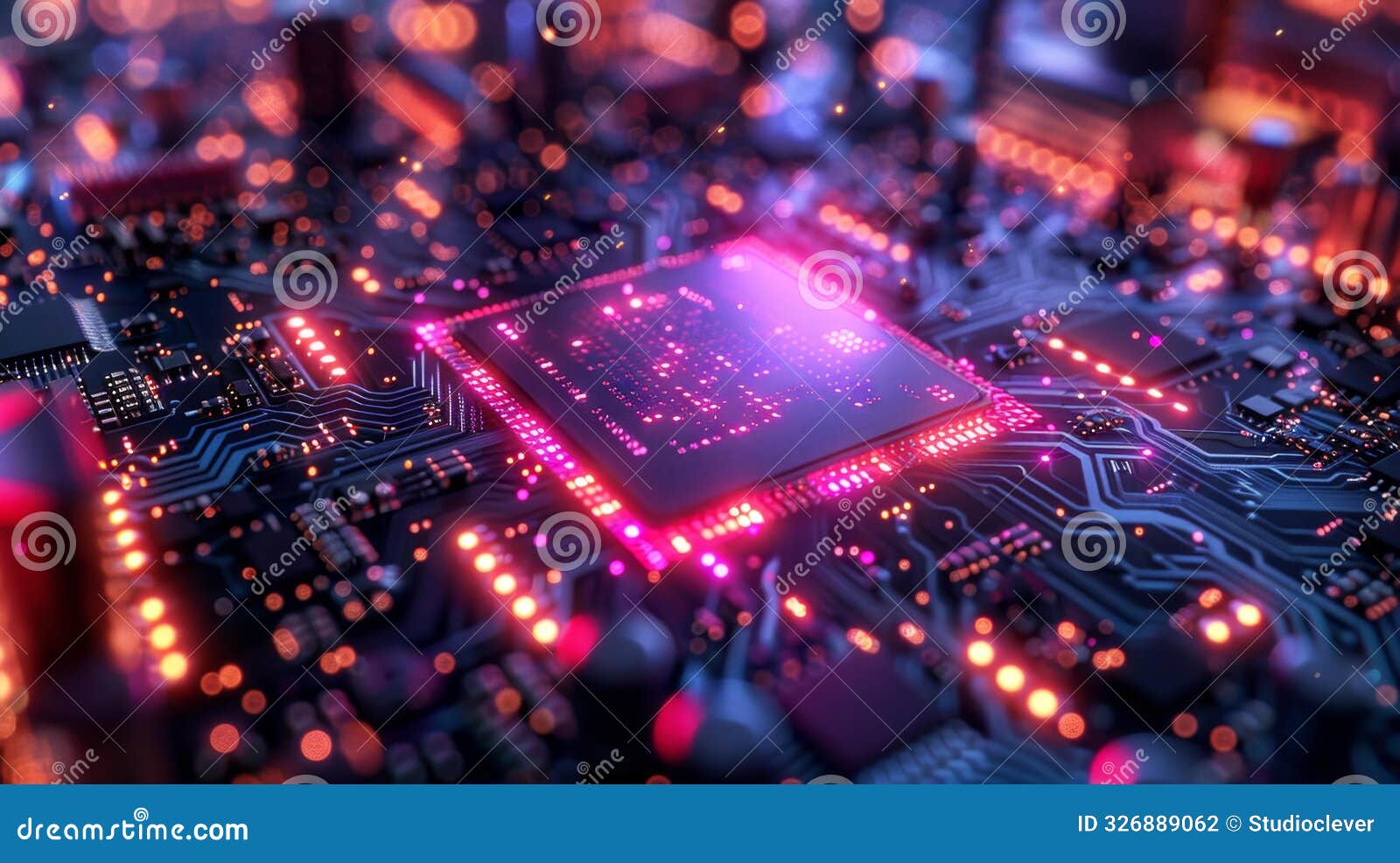 Advanced GPU/CPU Microchip For AI Technology: Close-up On Powerful ...