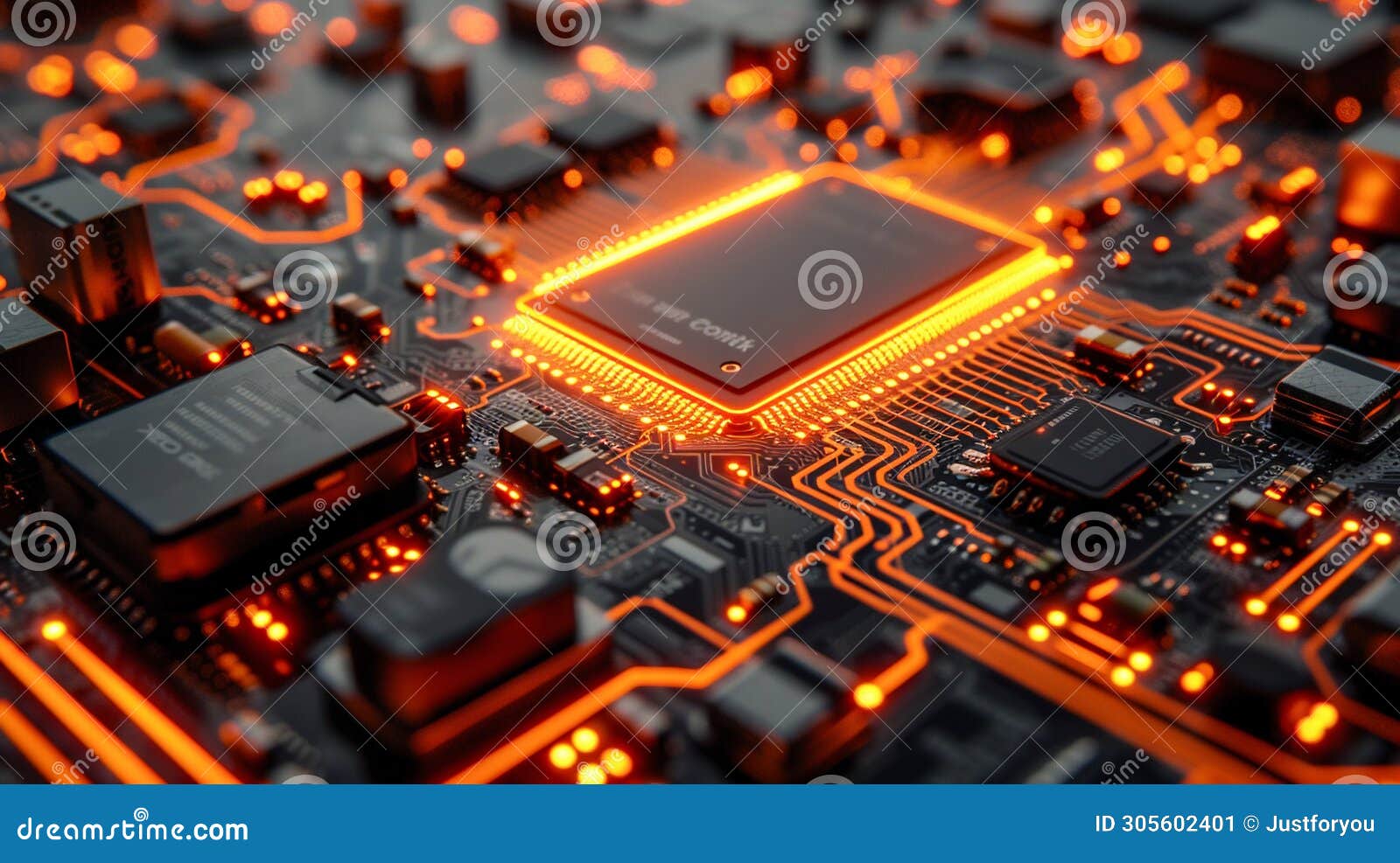 Advanced Microprocessor on Circuit Board. Generative Ai Stock Illustration - Illustration of ...