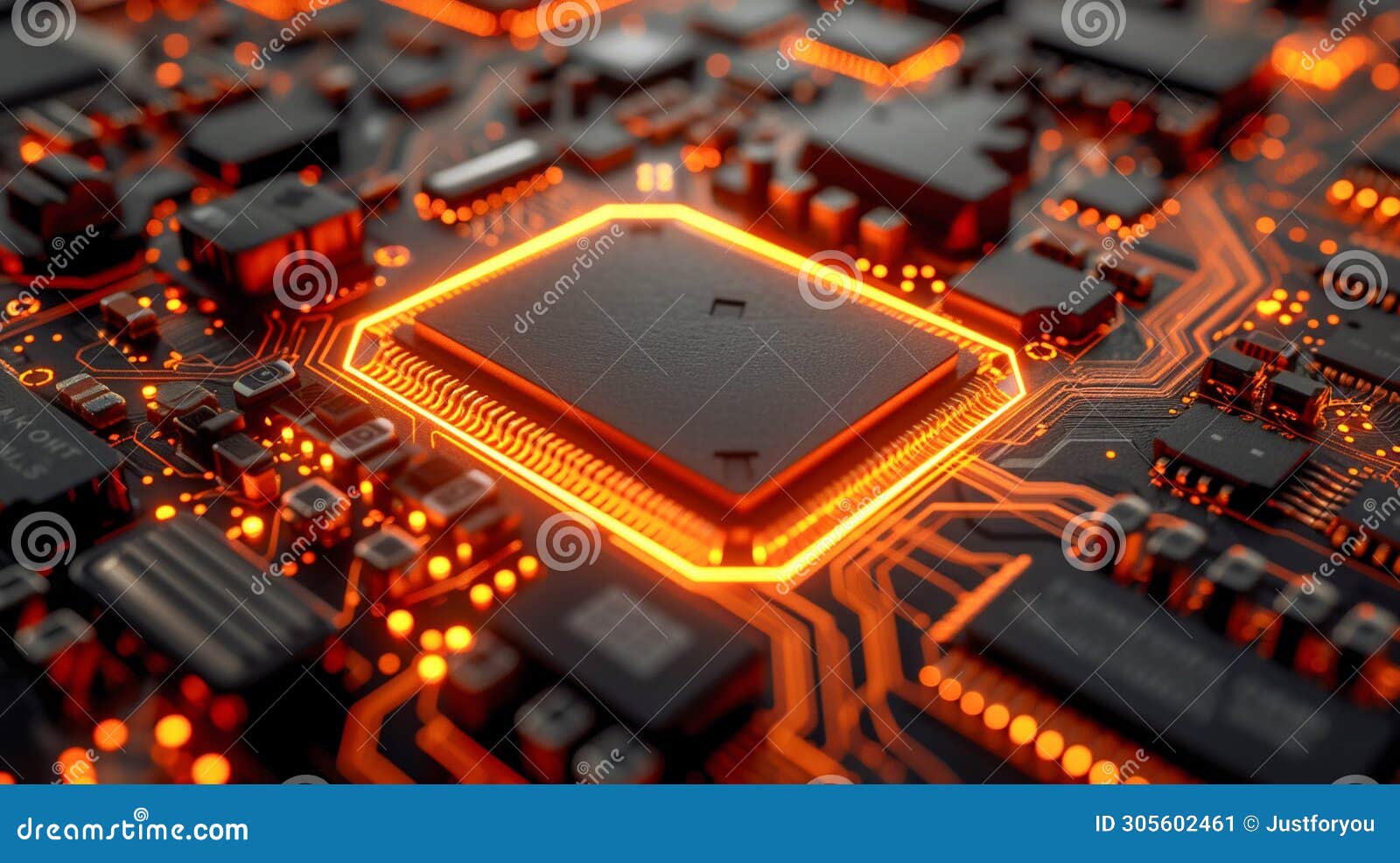 Advanced Microprocessor on Circuit Board. Generative Ai Stock ...
