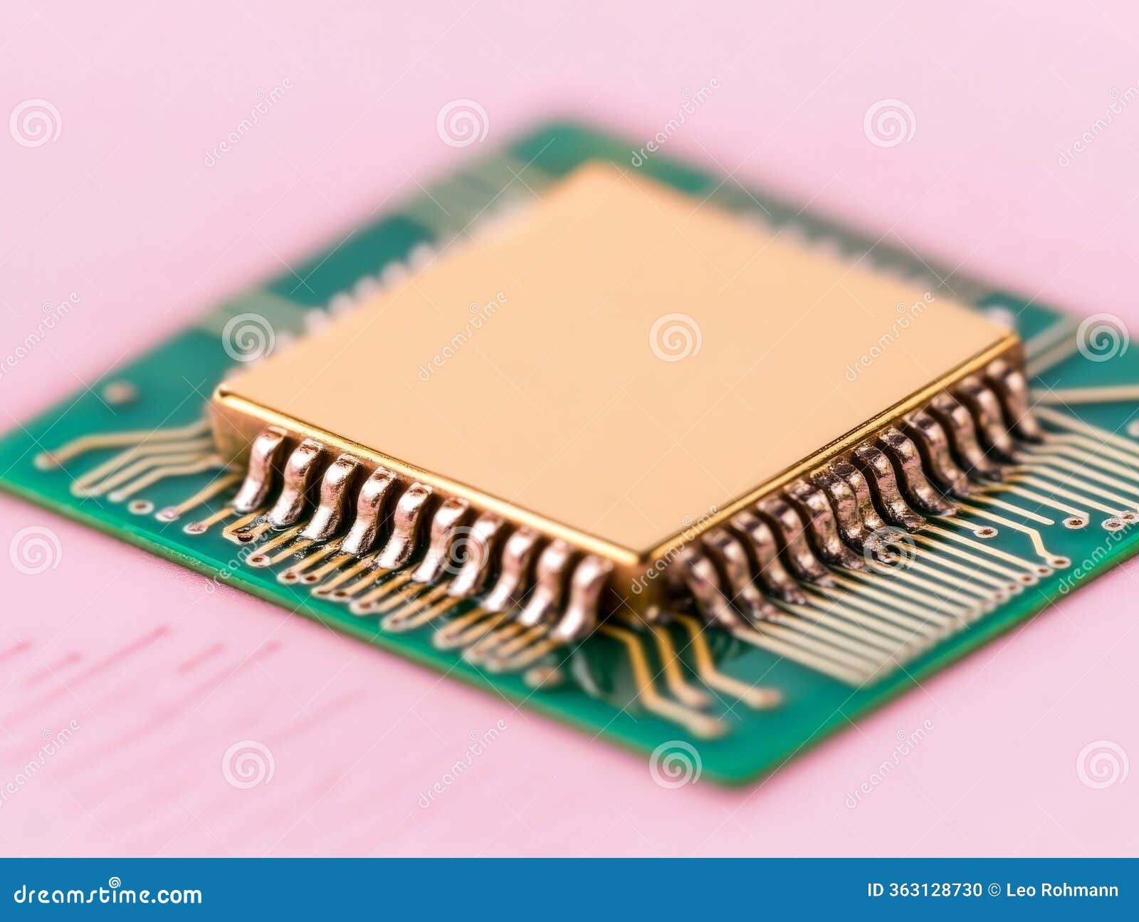 Advanced Microprocessor on Pink Circuit Board Representing High Tech ...