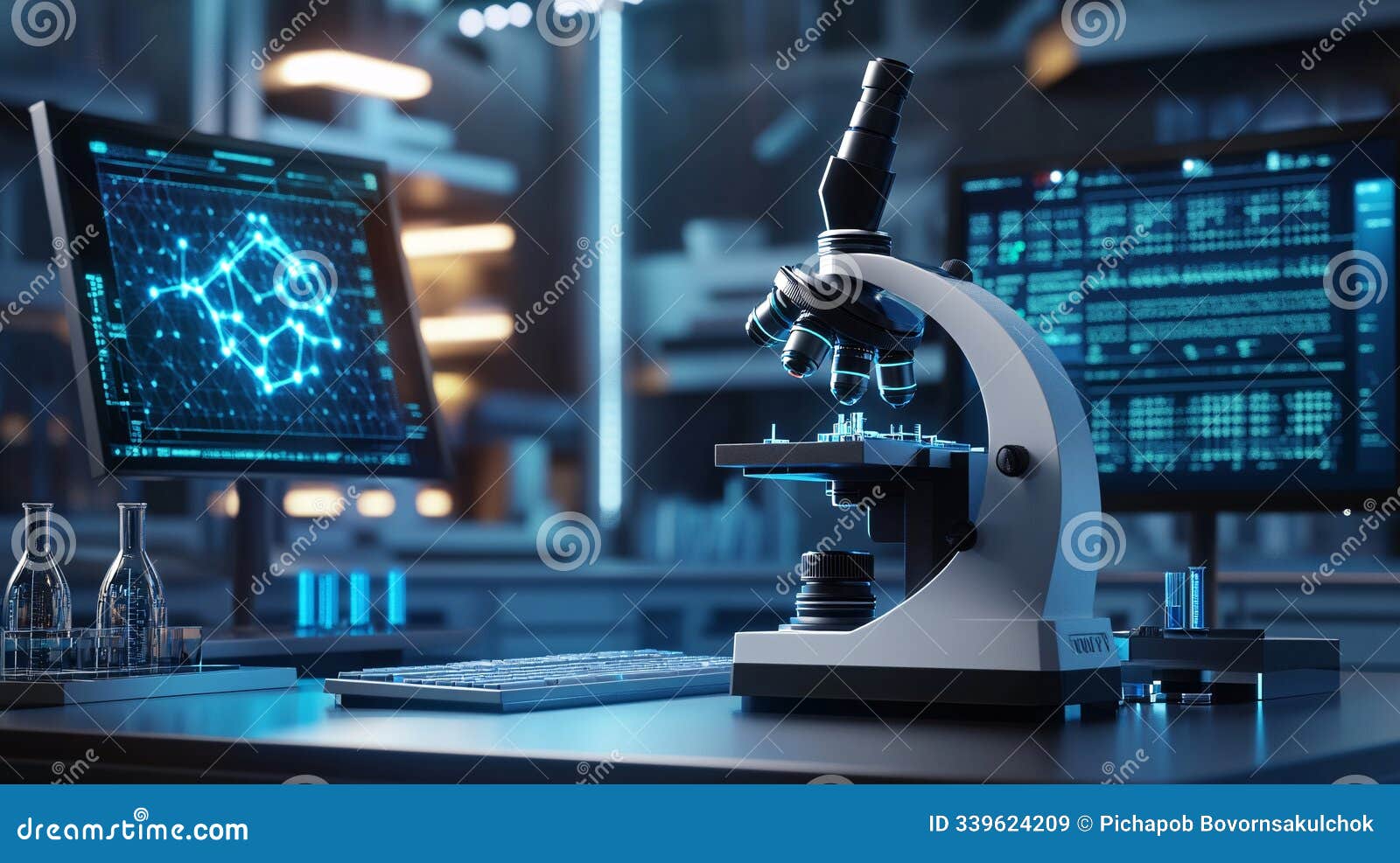 Advanced Microscope with Digital Display in Laboratory Setting Stock ...