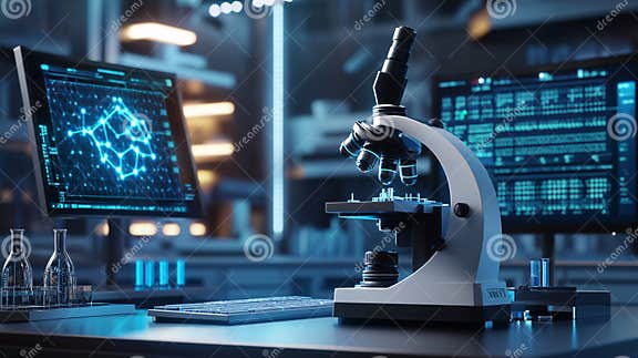Advanced Microscope with Digital Display in Laboratory Setting Stock ...