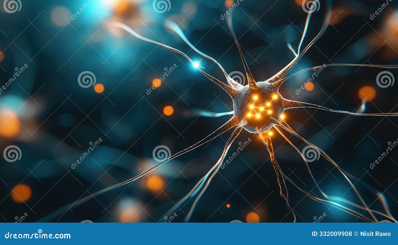 Advanced Microscope Image of a Neuron, with Synapses Highlighted ...