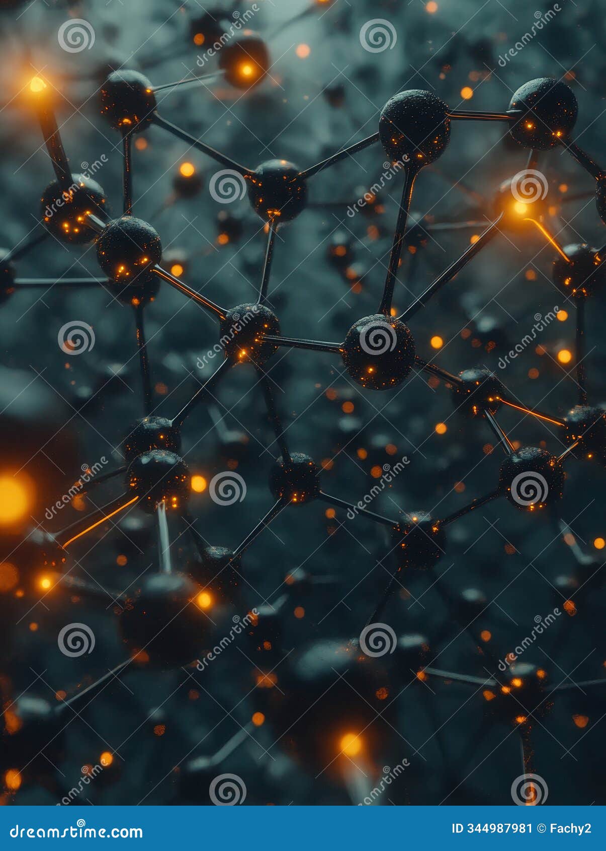 Advanced Molecular Structure with Glowing Nodes and Connections Stock ...
