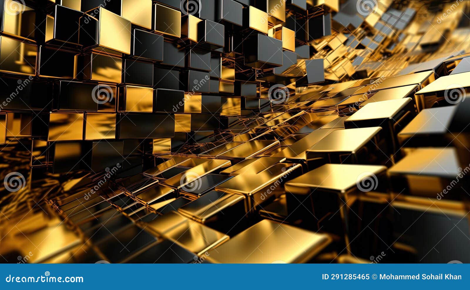 Advanced Motion Digital Gold And Black Matrix Cyber Environment Blocks ...