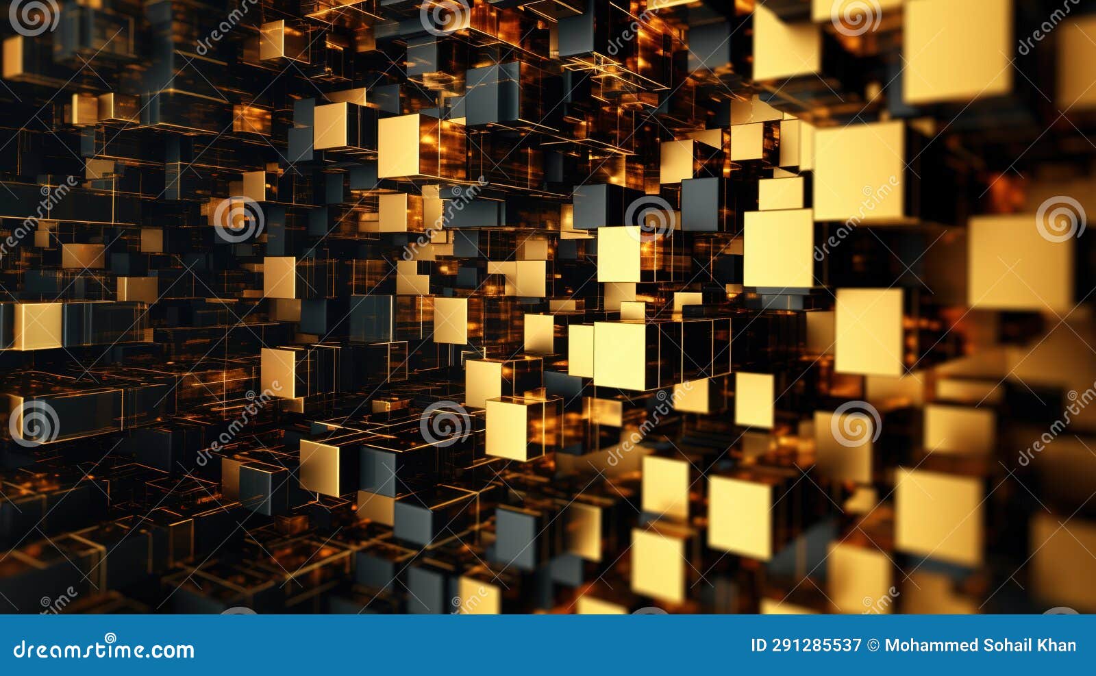 Advanced Motion Digital Gold And Black Matrix Cyber Environment Blocks ...