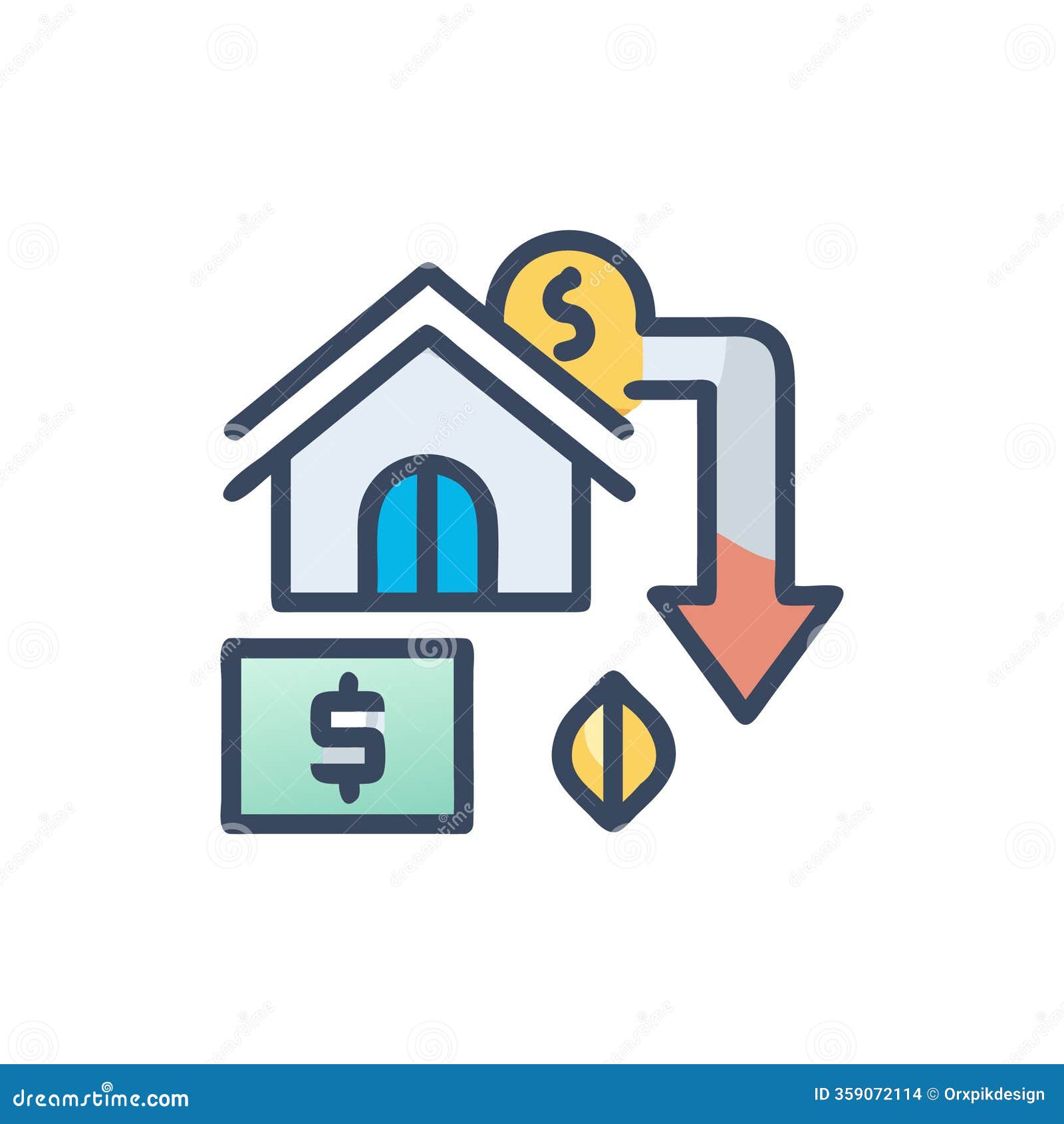 Property Devaluation Icon For Analysis Royalty-Free Stock Image | CartoonDealer.com #359072104