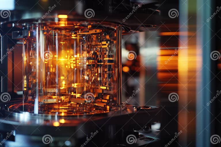 Advanced Quantum Computing Hardware Displaying Intricate Inner Workings and Vibrant Energy Flow ...