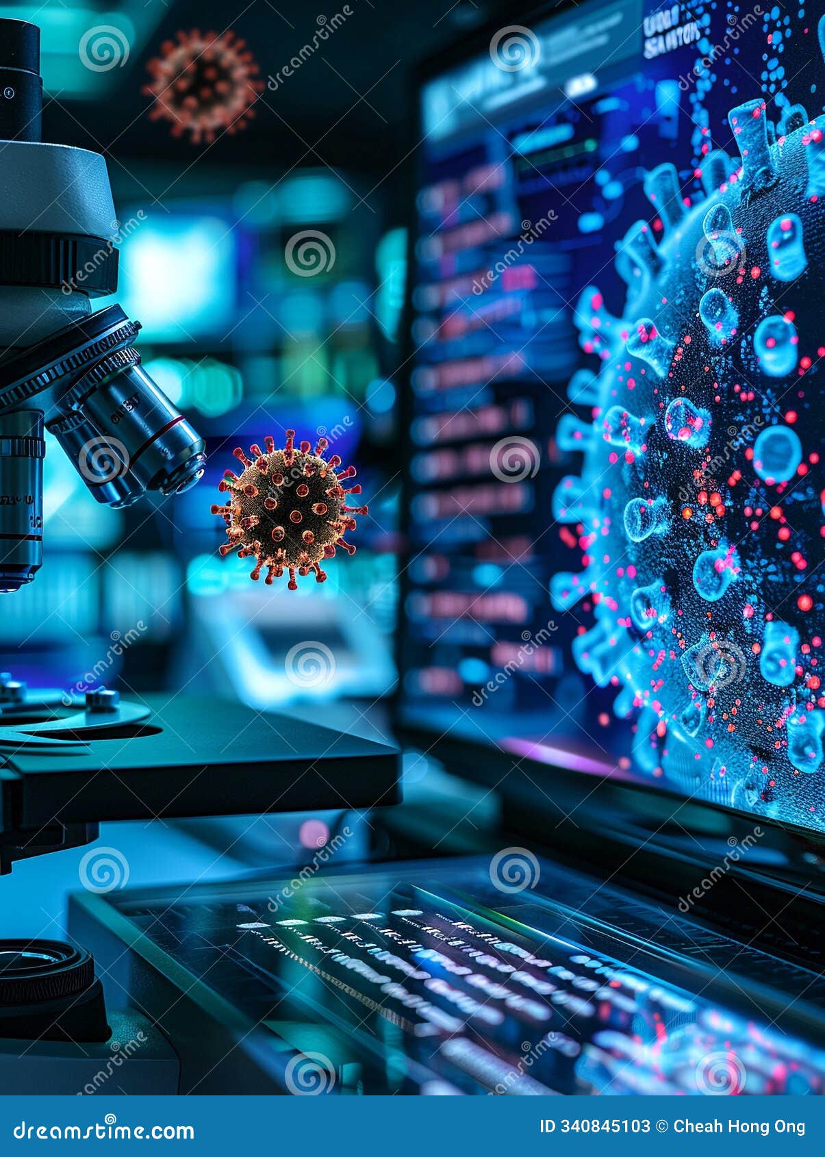 Advanced Research on Viral Pathogens Under the Microscope Stock ...
