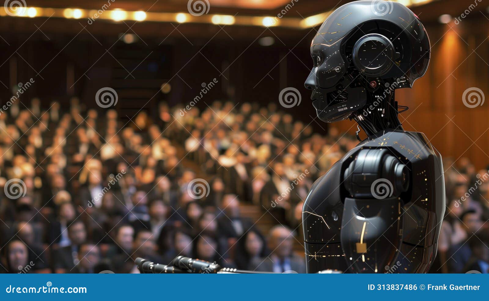 An Advanced Robot Delivering a Speech To an Engaged Audience at a ...
