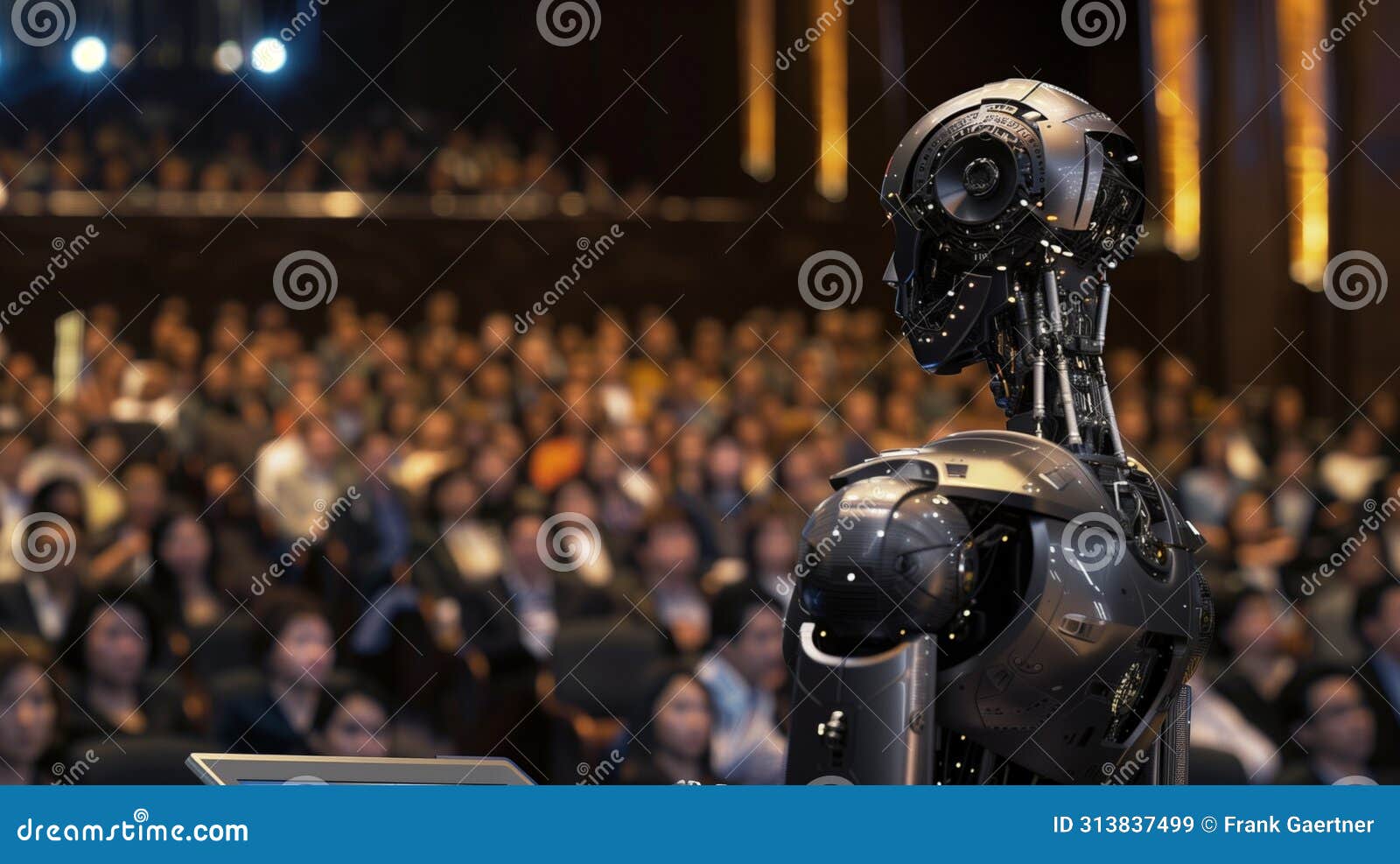 An Advanced Robot Delivering a Speech To an Engaged Audience at a ...
