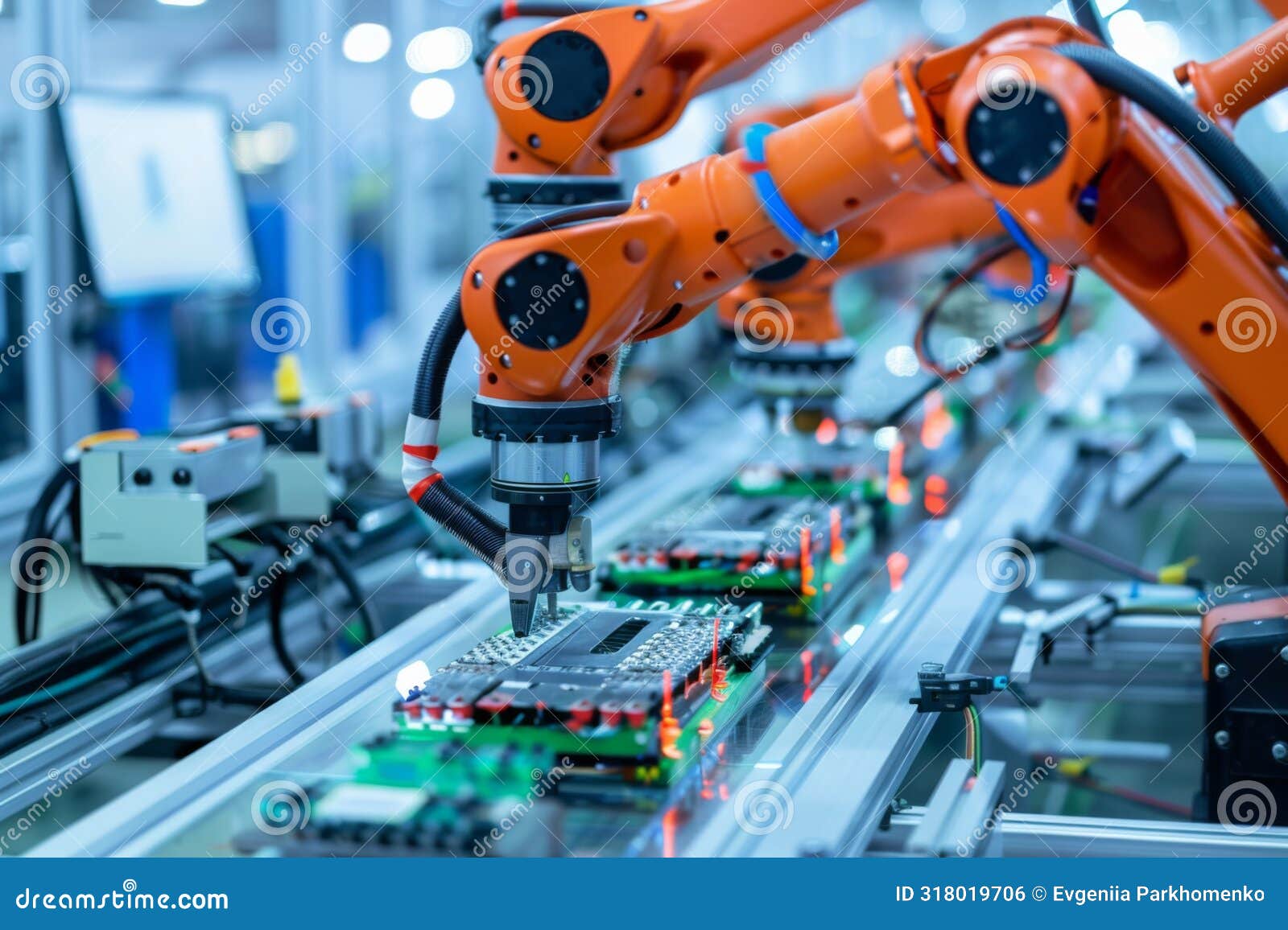 Advanced Robotic Arm Assembling Electronics on Industrial Automation ...