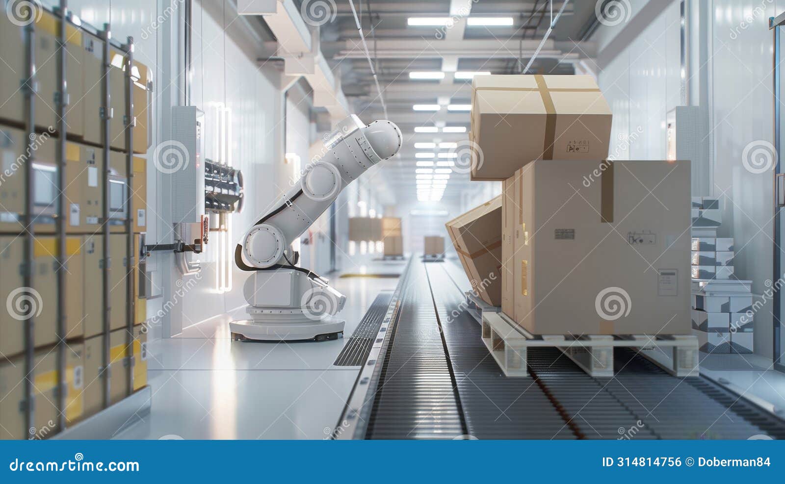 Advanced Robotic Arm in an Automated Warehouse Efficiently Palletizing ...