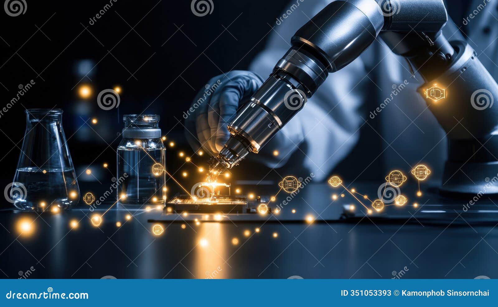 Advanced Robotic Arm in Nanotechnology Lab Precision Assembly Stock ...