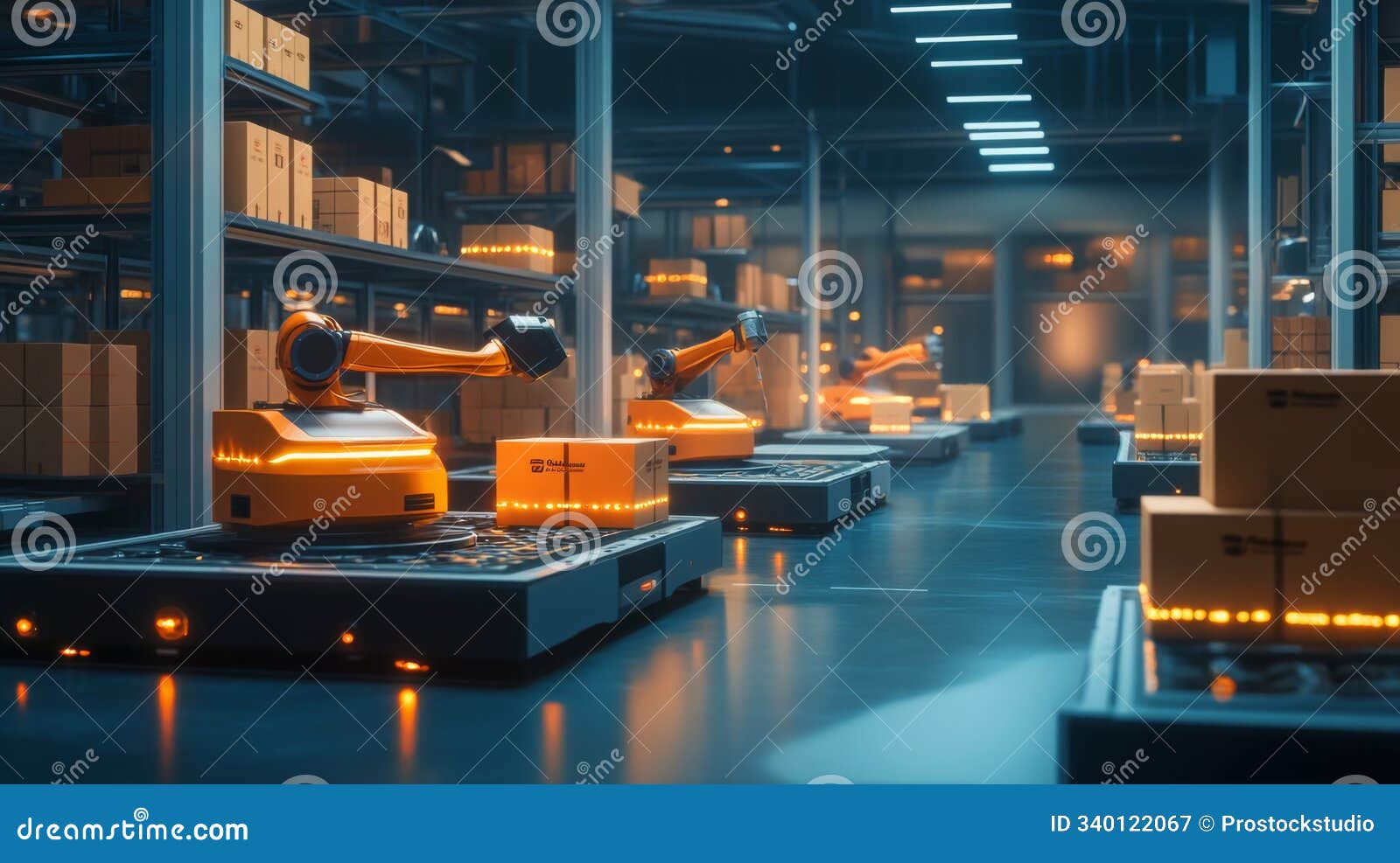 Advanced Robotic Arms Automate Packaging Process in Modern Warehouse ...