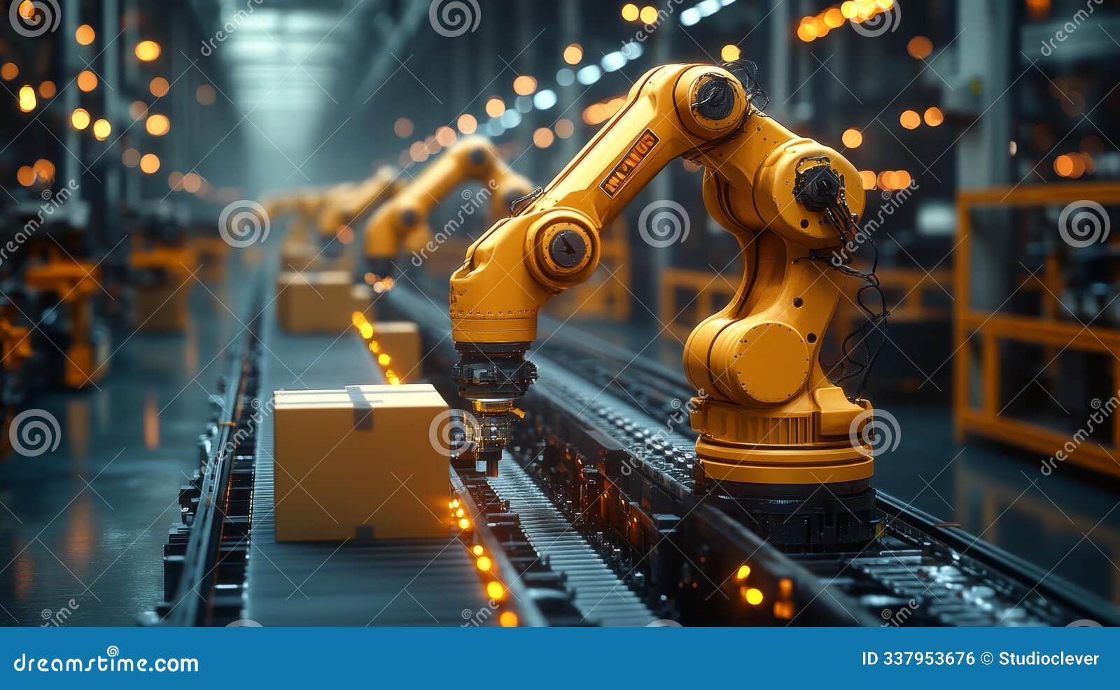 Robotic Arms in Automated Factory on Production Line Generative AI ...