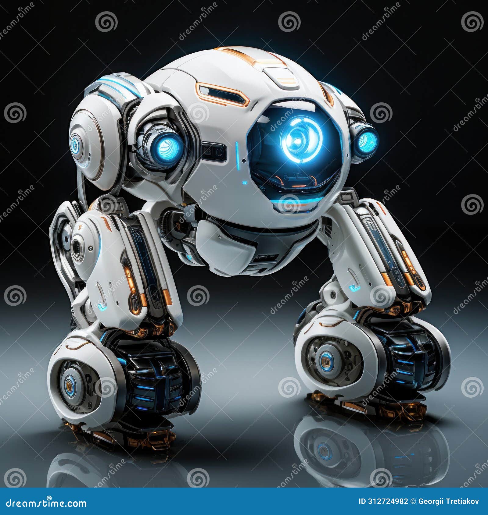 Advanced Robotic Entity with Blue Optical Sensors Stock Illustration ...