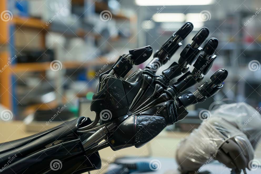 Advanced Robotic Hand Demonstrating Dexterity in a Tech Lab Stock ...