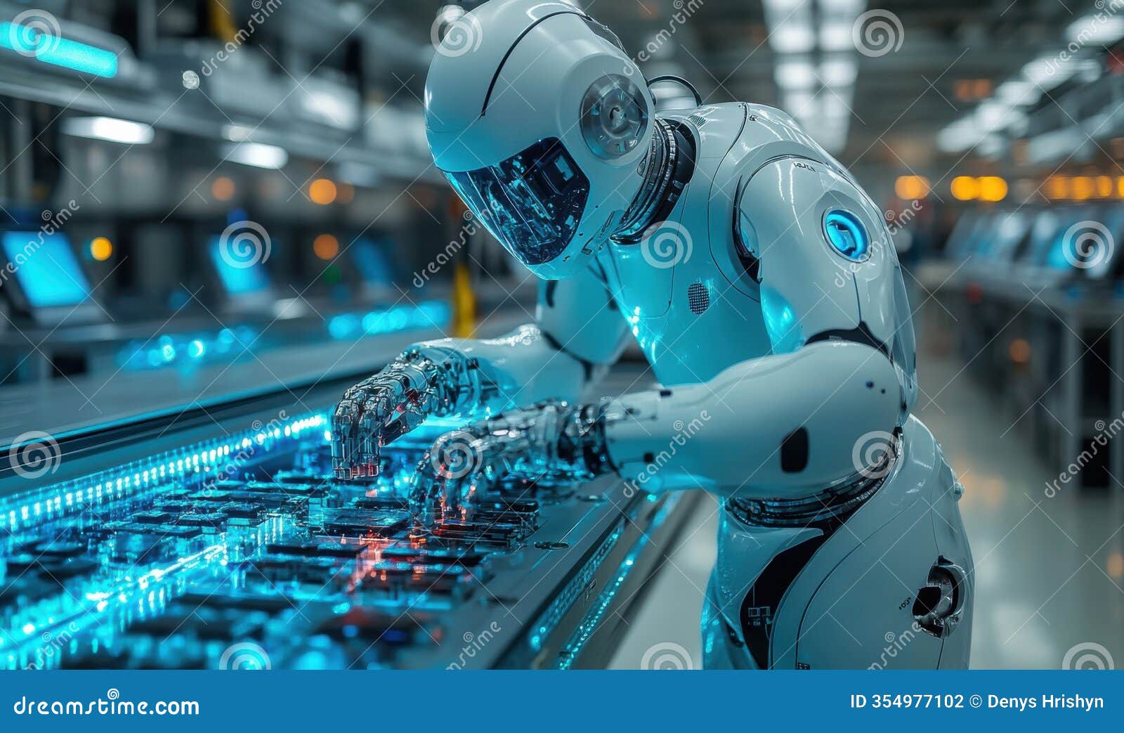 Advanced Robotic System Assembling Components in a High-tech Facility ...