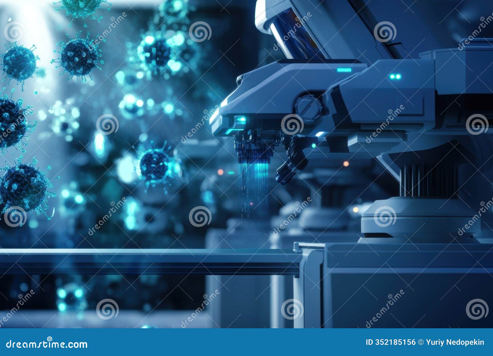 Advanced Robotic Technology Analyzing Viral Structures in a High-tech ...
