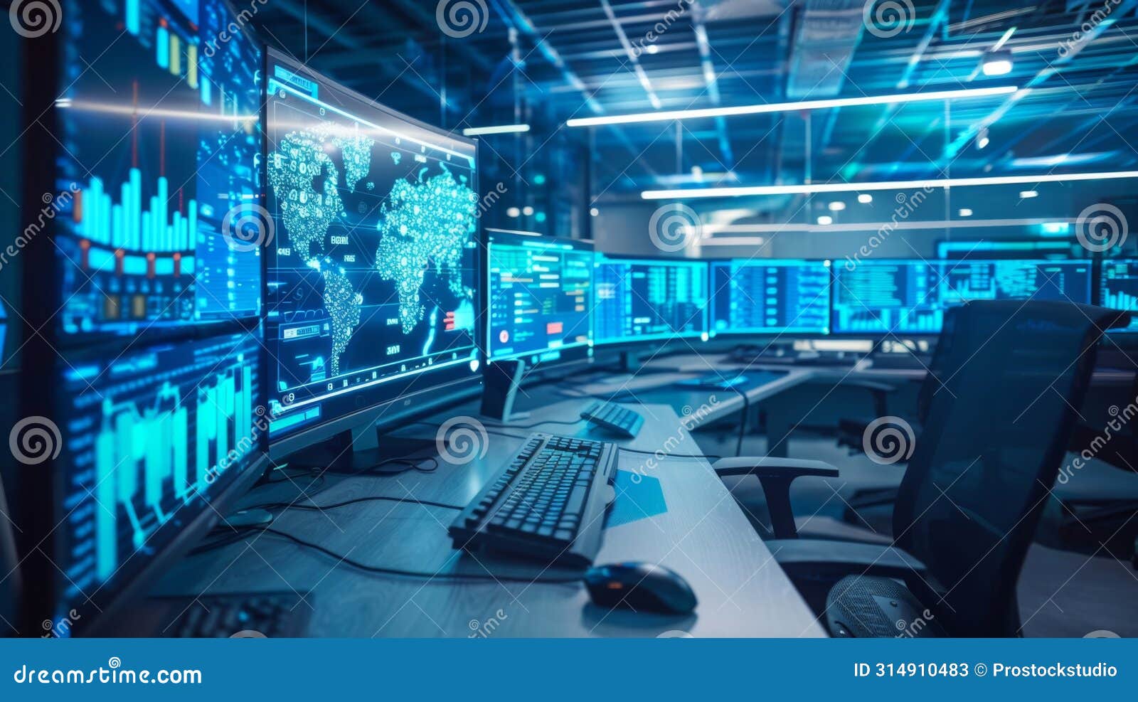 Advanced Security Operation Center Monitoring Global Data Stock Image ...