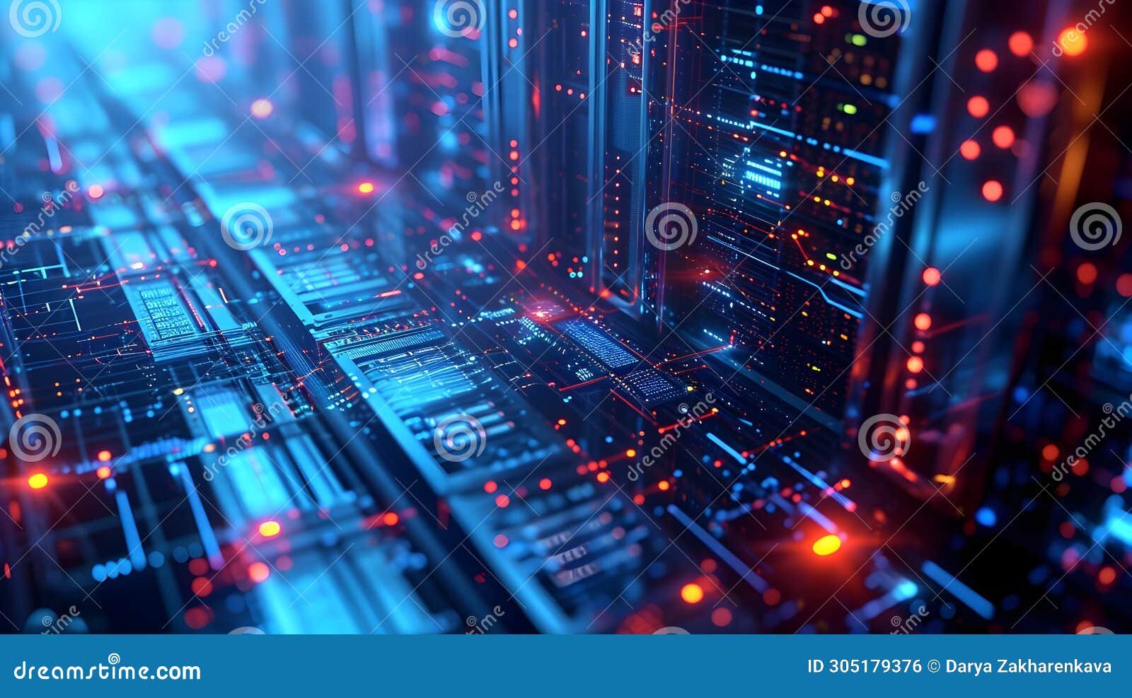 Advanced Server Room with Glowing Led Lights Technology Concept ...