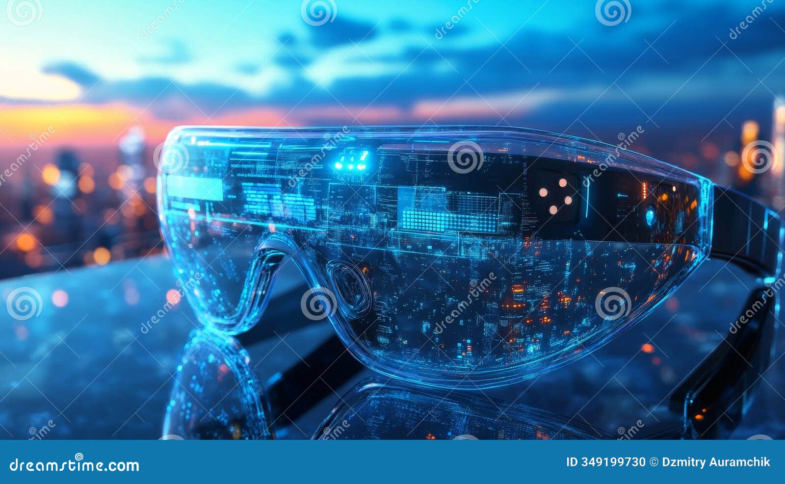 Advanced Smart Glasses Showcasing an Augmented Reality View of the City ...