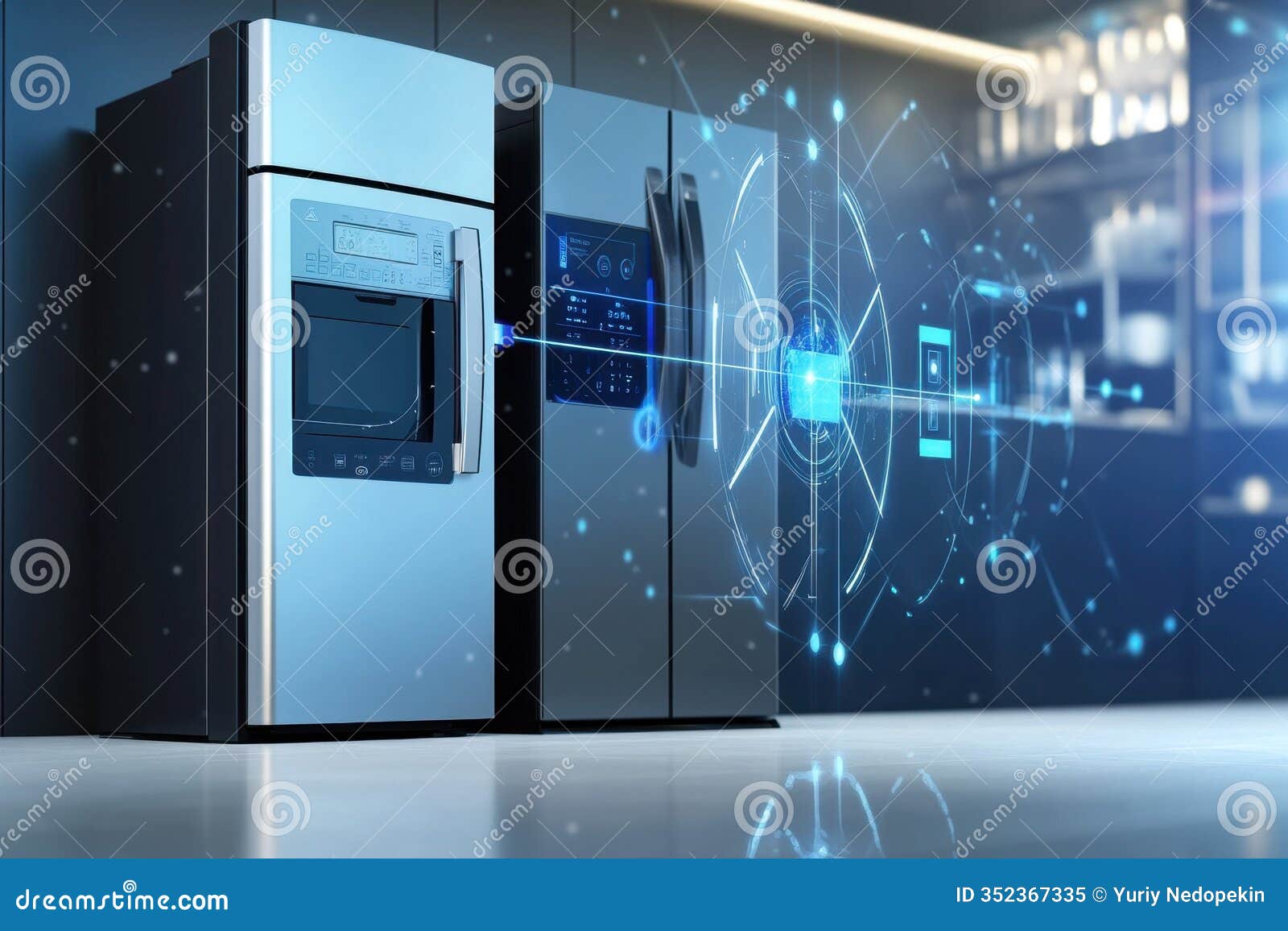 Advanced Smart Refrigerators in a Modern Kitchen with Futuristic ...