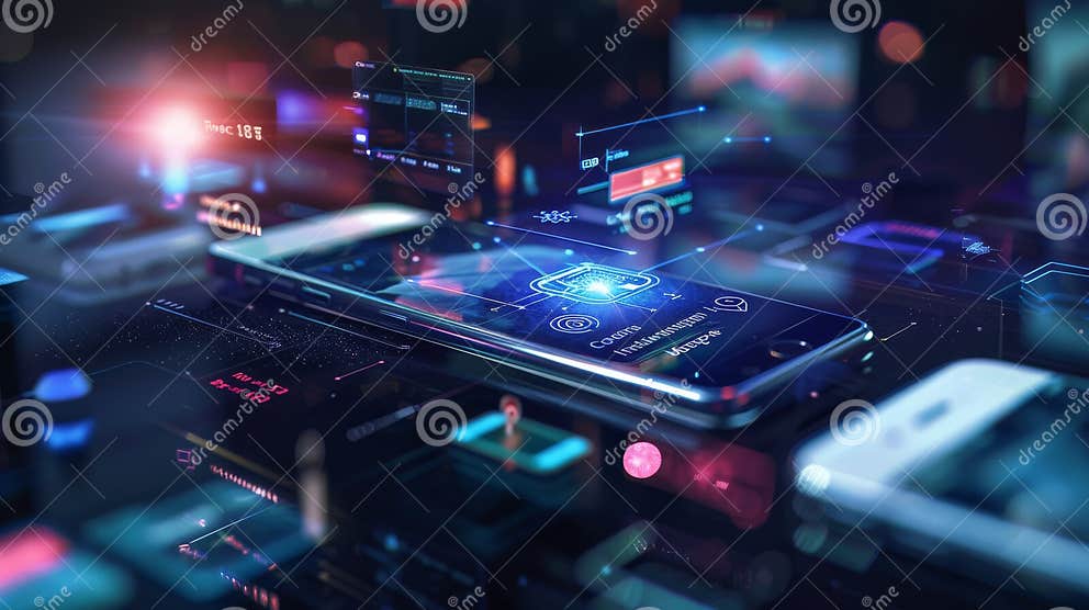 Advanced Smartphone Technology with Connected Devices and Futuristic ...