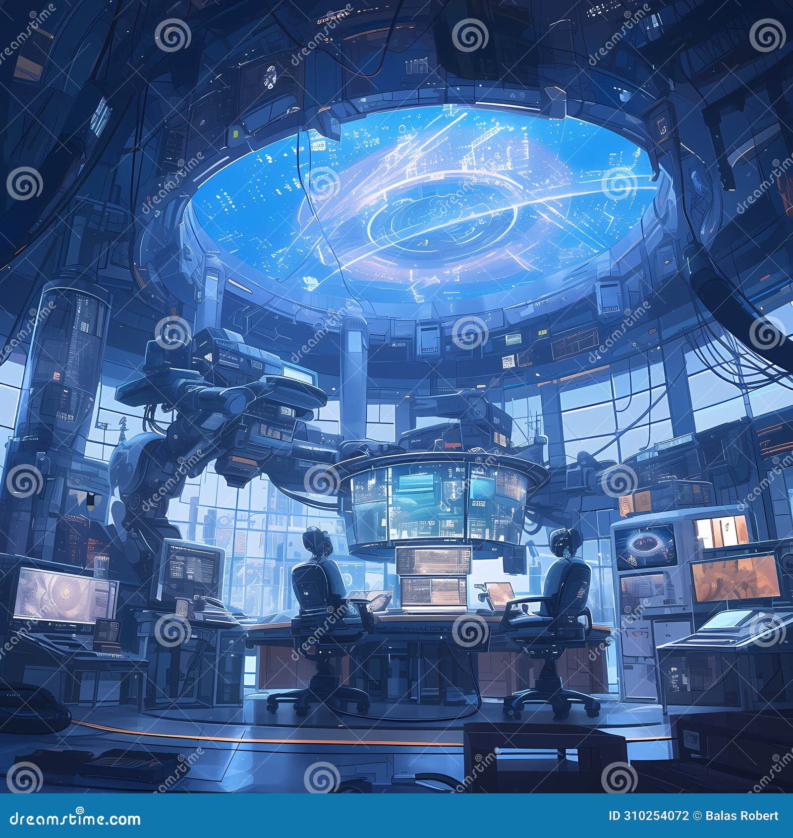 Advanced Space Command Center Illustration Stock Illustration ...