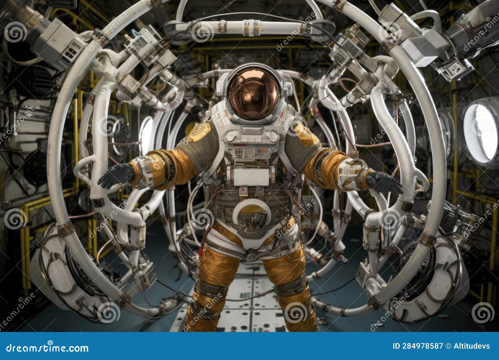 Advanced Space Suit with Integrated Robotic Arms Stock Illustration ...